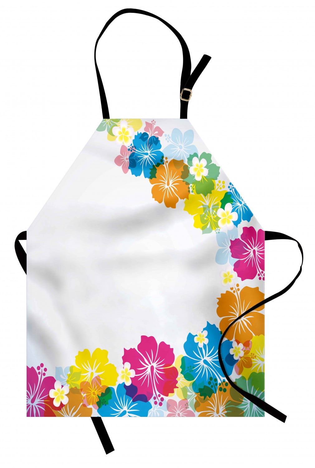 Luau Apron Vibrant Colorful Border Design with Blossoming Hibiscus ...