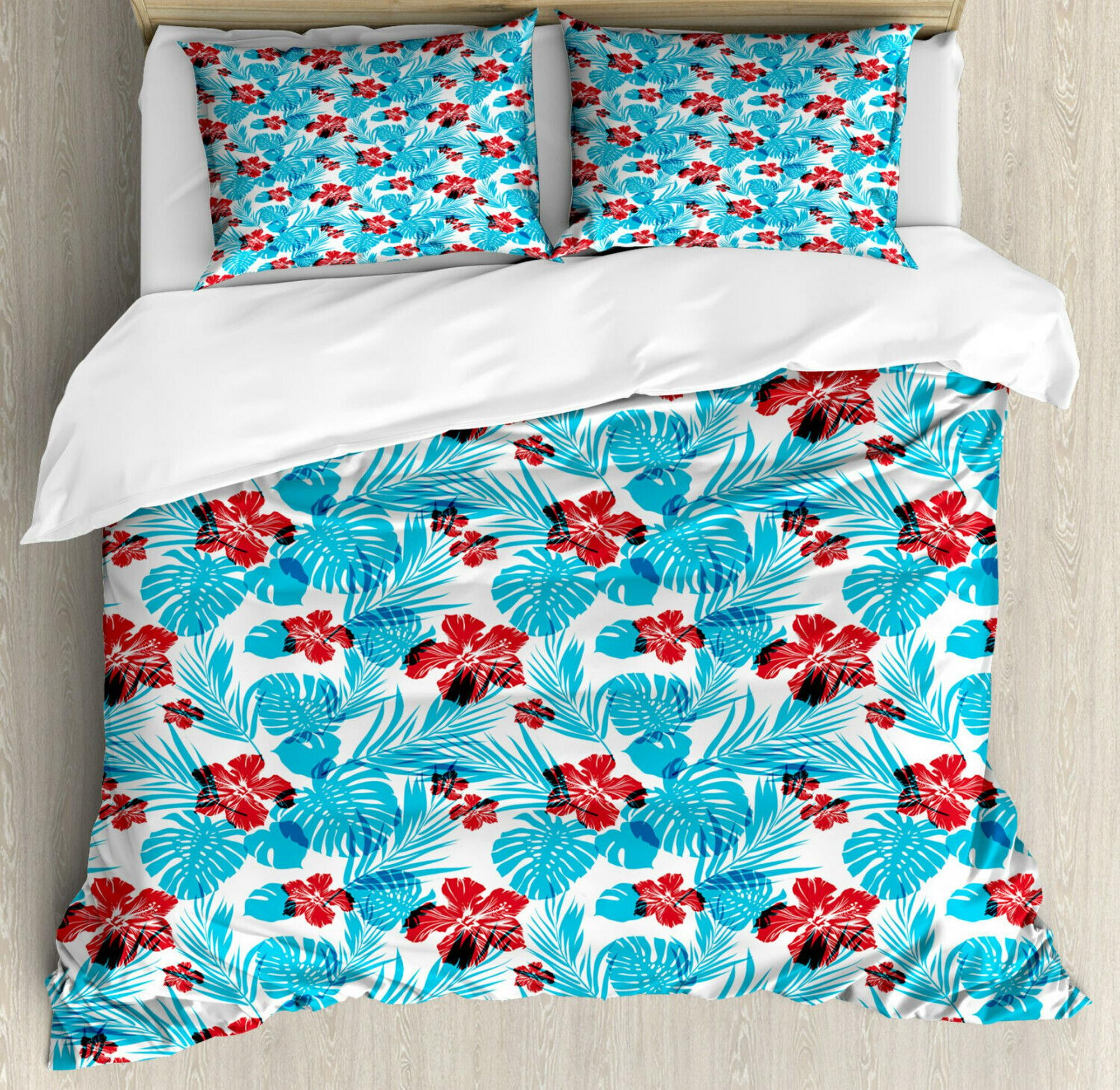 Luau Duvet Cover Set with Pillow Island Vegetation Leaves Print ...