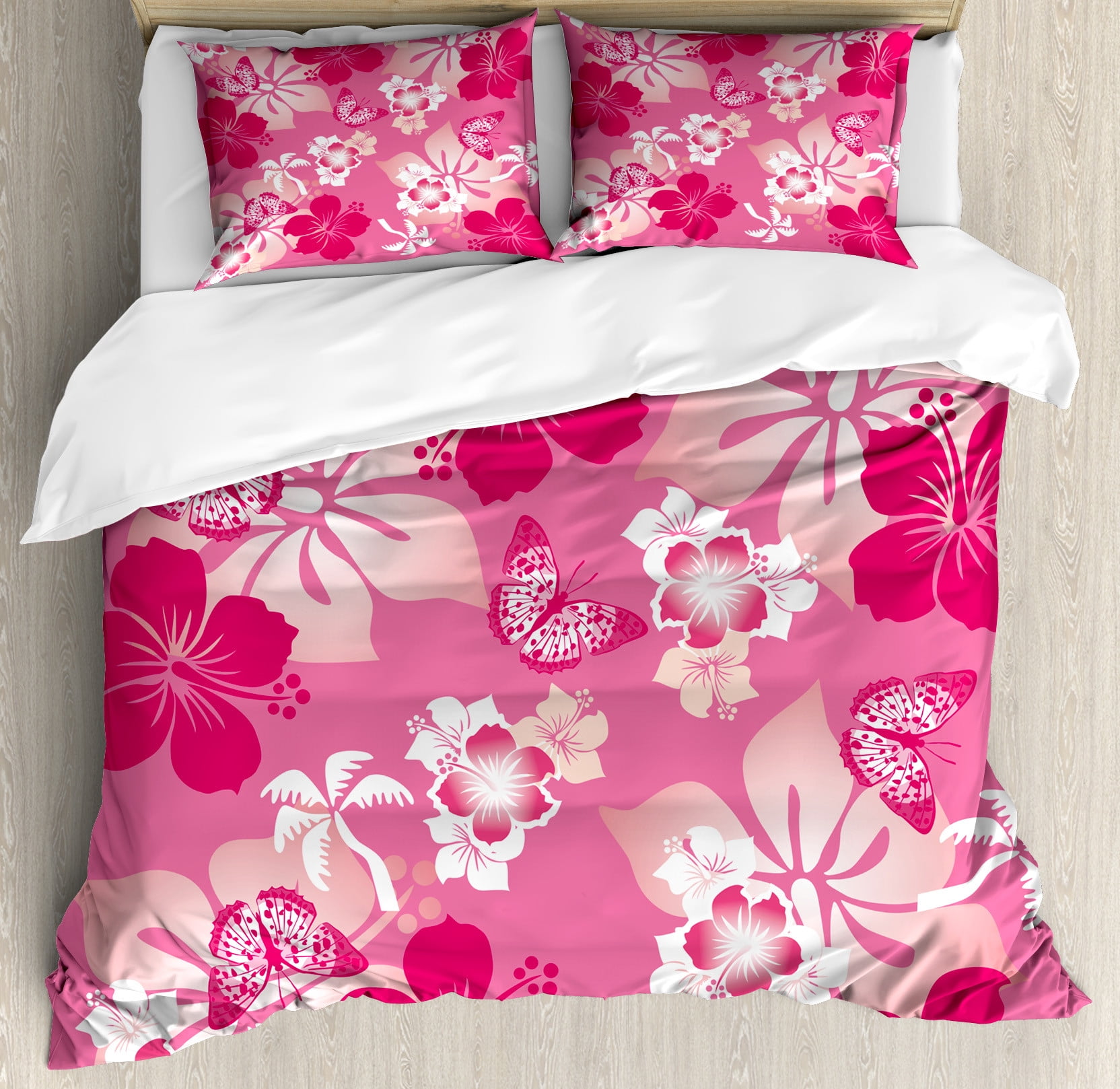 Luau Duvet Cover Sets, Abstract Hibiscus Pattern Dreamlike Fantasy ...