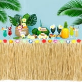 Luau Grass Straw Yellow Table Skirt 29.5 Inch x 9 Feet Hawaiian Table ...