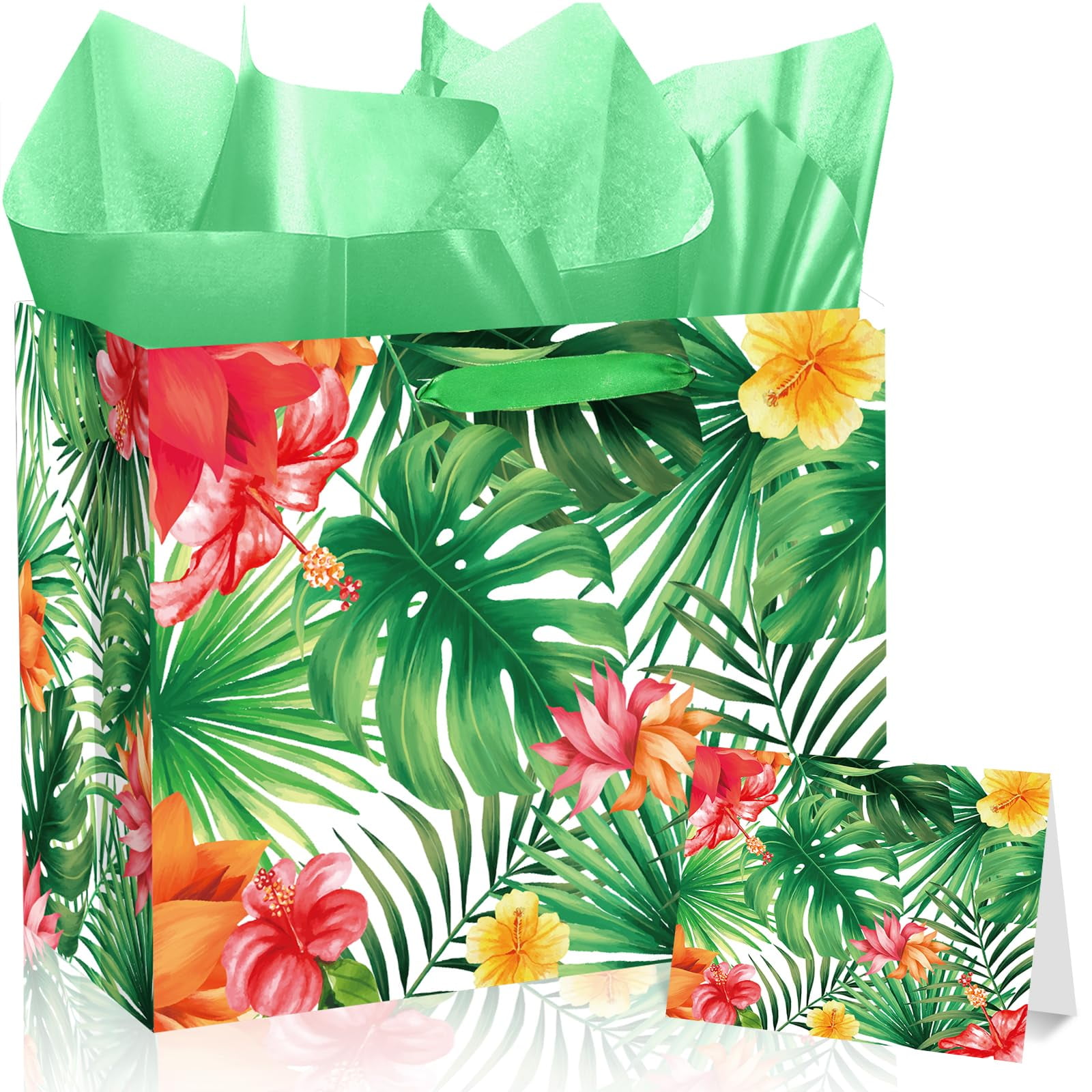 Luau Hawaiian Gift Bag Aloha Tropical AIS1 Birthday Wrapping Bag with ...
