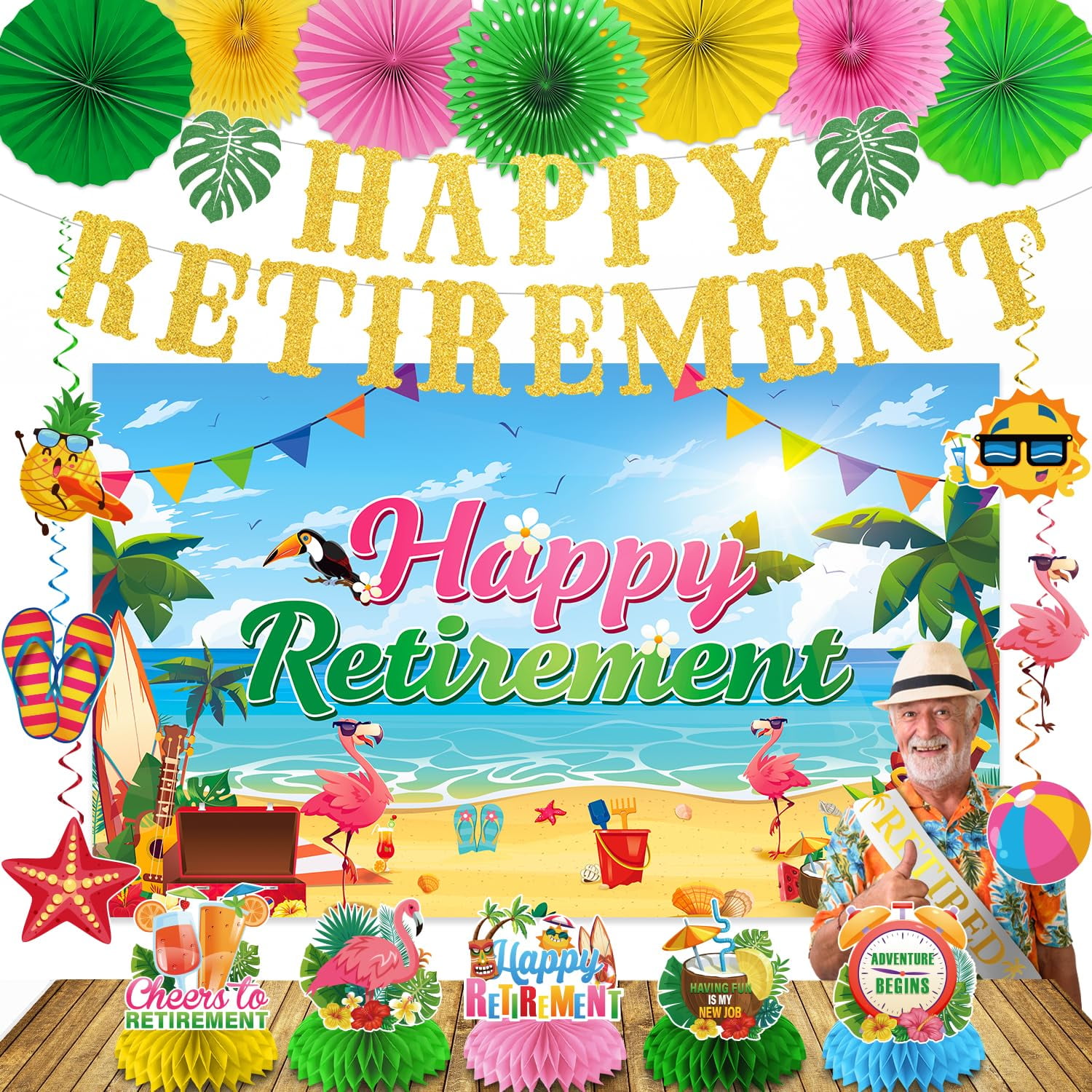 Luau Hawaiian Retirement Party KEF16 Decorations, 23Pcs Beach ...