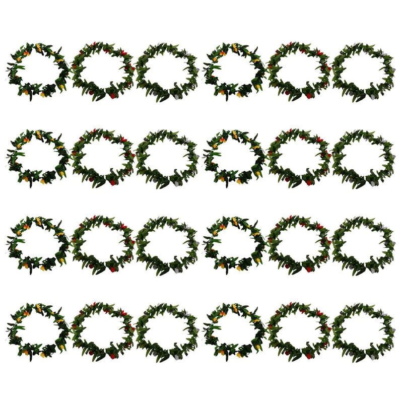 Luau Leis 24 Pcs Tropical Hawaiian Lei Leaf Necklaces for Hula Costume ...