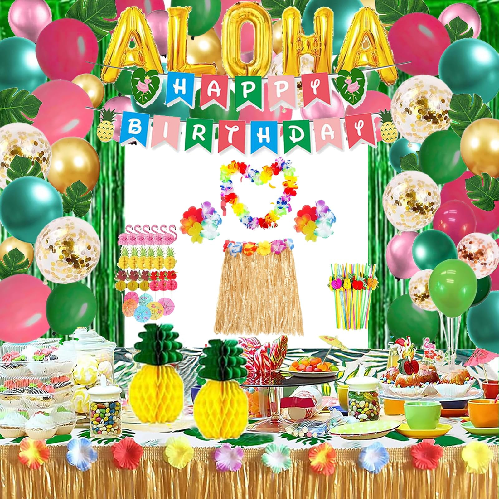 Luau Party Decorations(178Pcs), Hawaiian Party Decorations Kit For ...