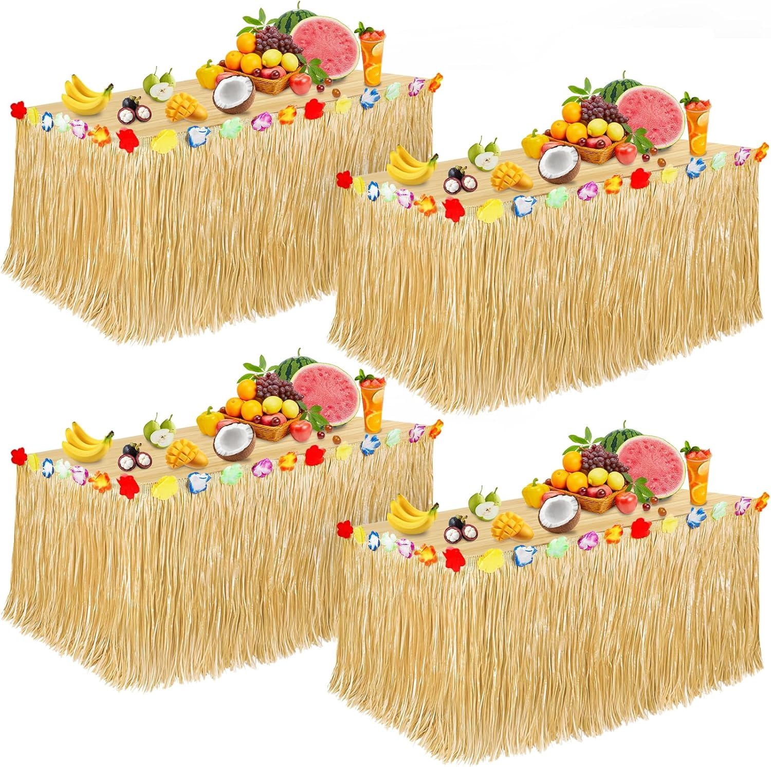 luau party decorations, grass table skirt for tropical hawaiian party ...
