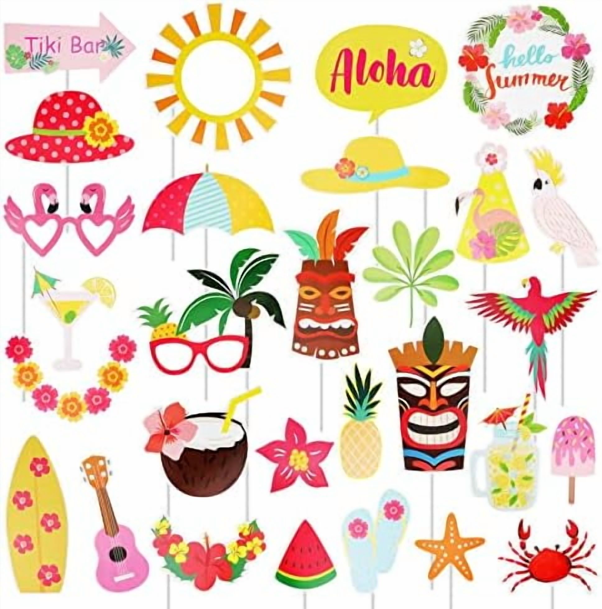 Luau Party Decorations Luau Photo Booth Props Kit, 30PCS Hawaiian ...