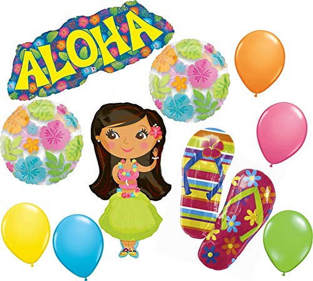 Luau Party Supplies Aloha Hula Girl Balloon Bouquet Decoration ...