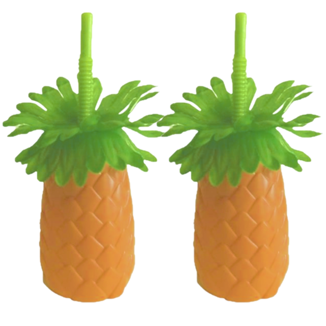 Luau Pineapple Palm Tree Sipper Bottles Cups with Straws, 22 ounces ...