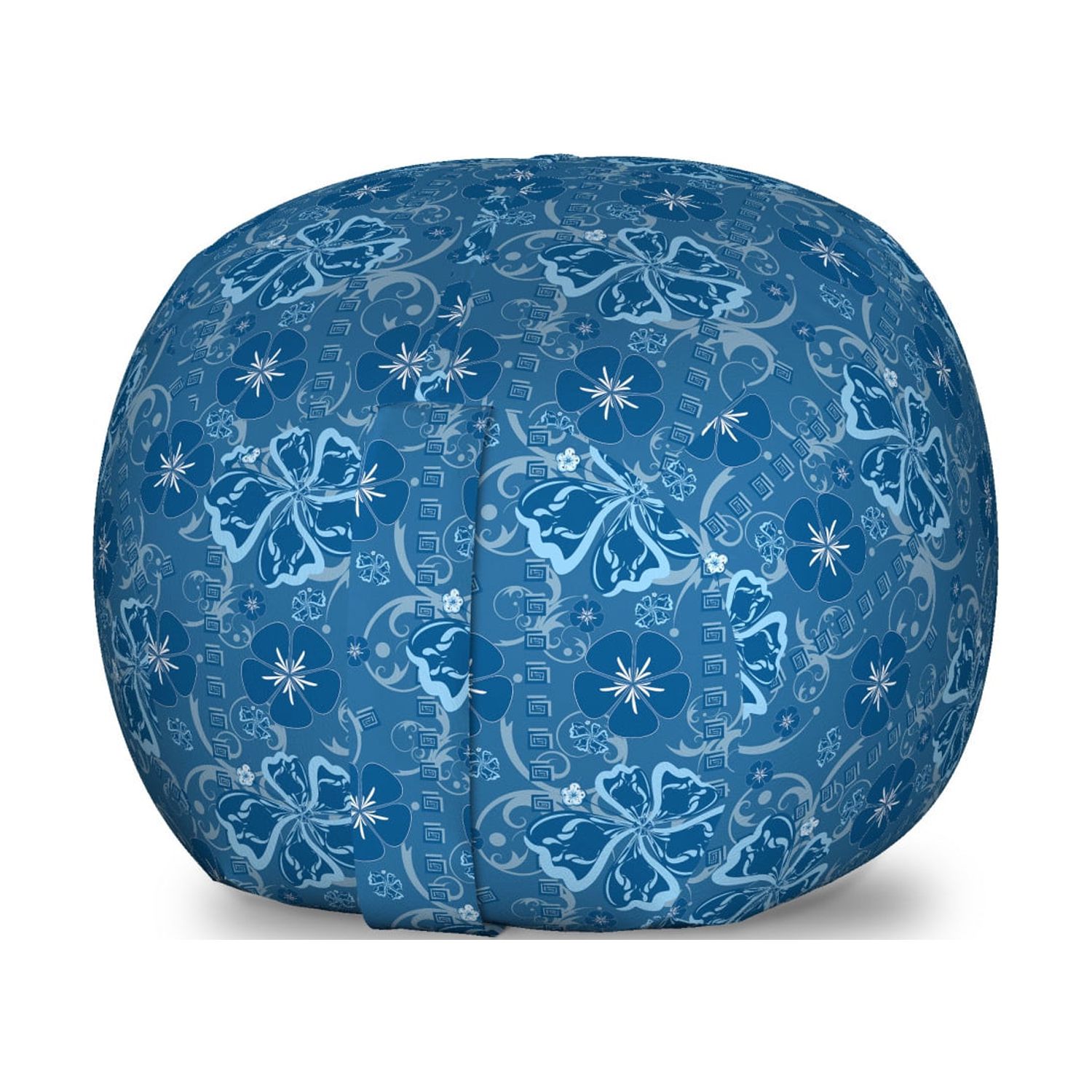 Luau Storage Toy Bag Chair, Polynesian Nature Inspired Blue Art Pattern ...