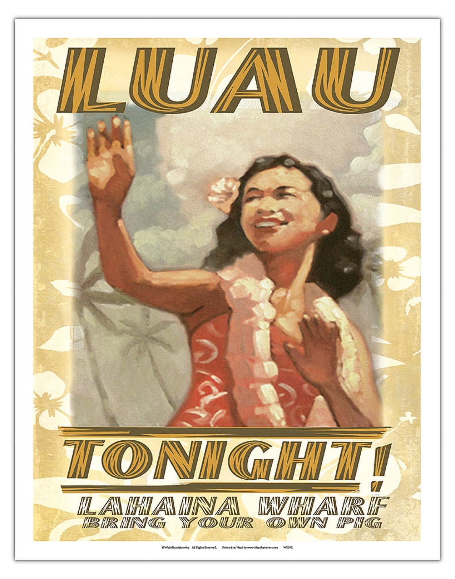 Luau Tonight - Lahaina Wharf Hawaii - Hawaiian Hula Dancer - Vintage ...