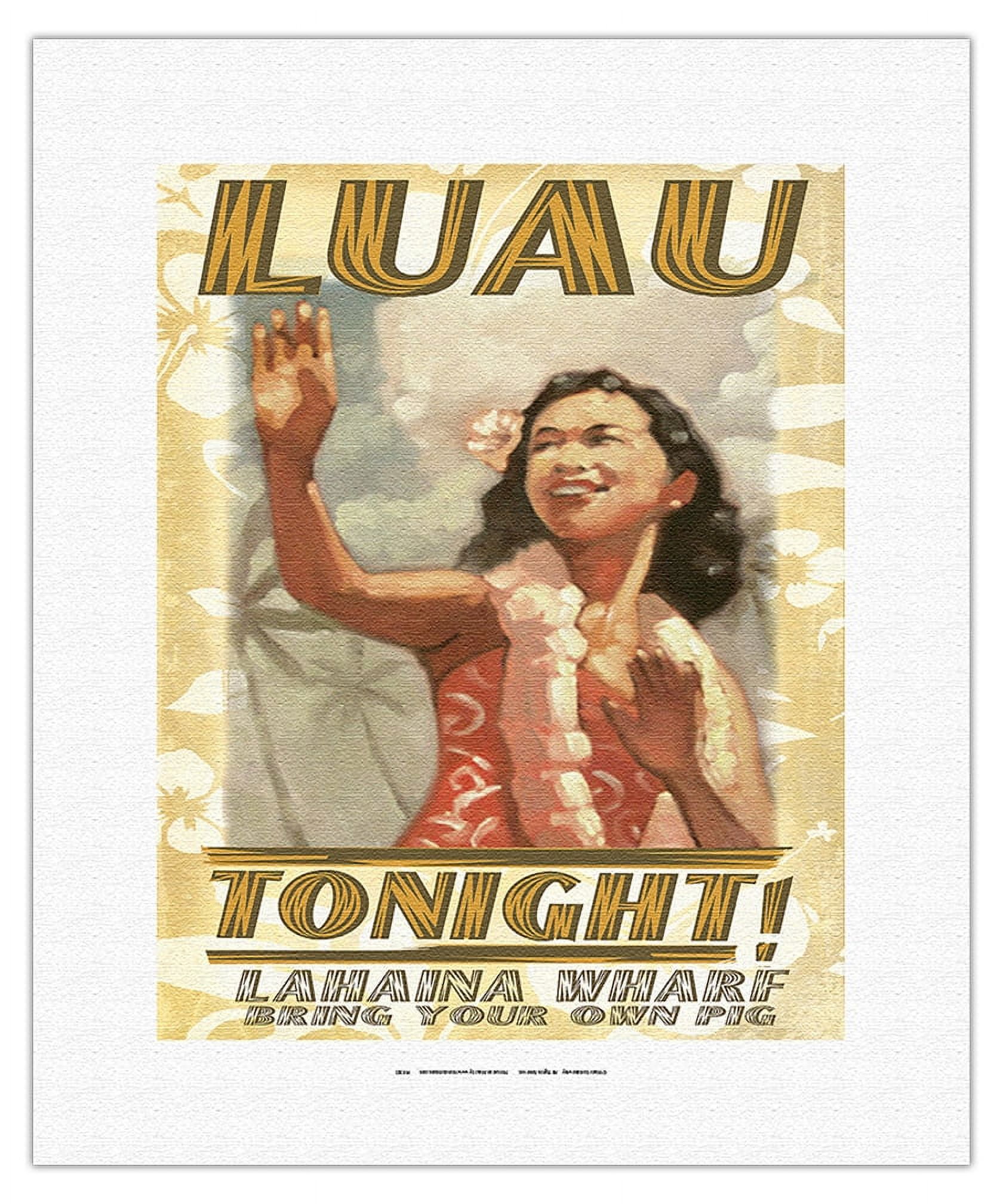 Luau Tonight - Lahaina Wharf Hawaii - Hawaiian Hula Dancer - Vintage ...
