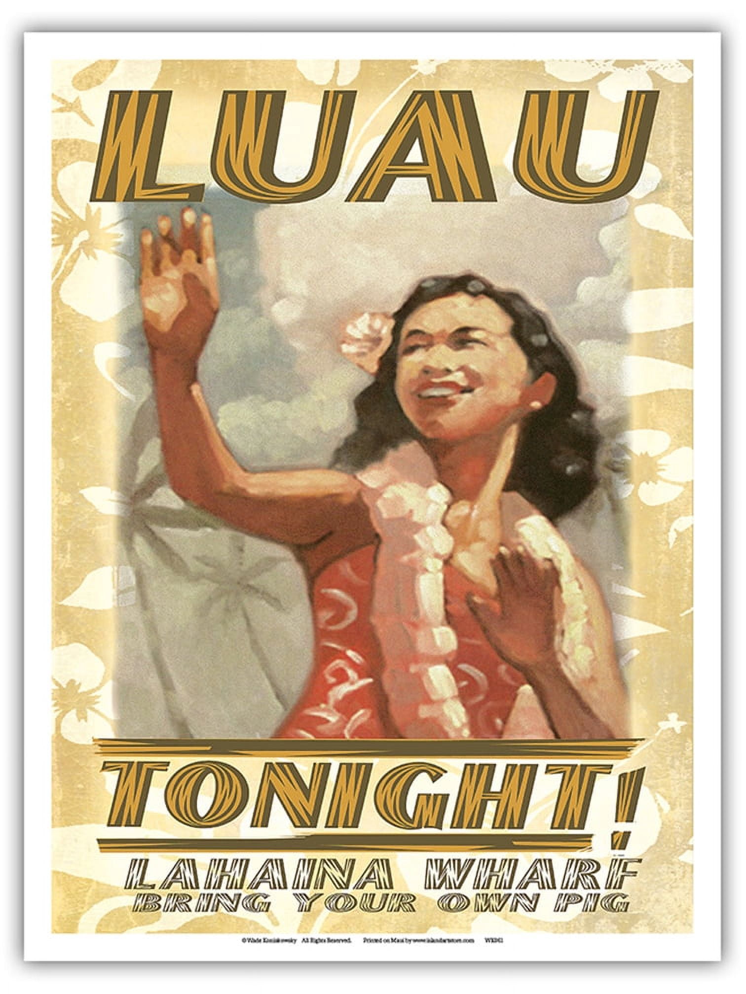 Luau Tonight - Lahaina Wharf Hawaii - Hawaiian Hula Dancer - Vintage ...