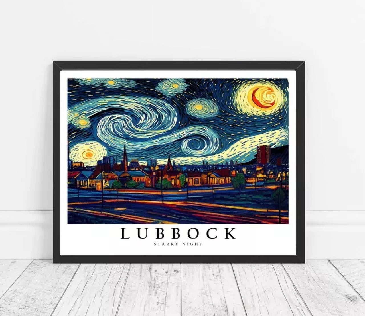 Lubbock City Starry Night Photo Art Print Poster Wall Art Painting ...
