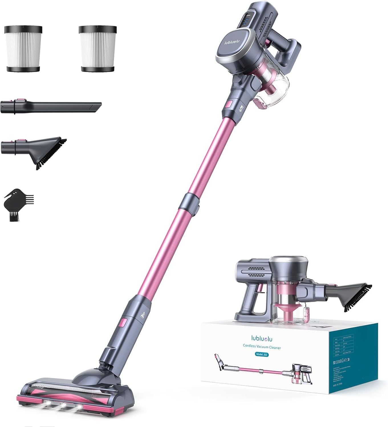 Lubluelu Cordless Vacuum Cleaner,25000Pa Cordless Stick Vacuum with ...