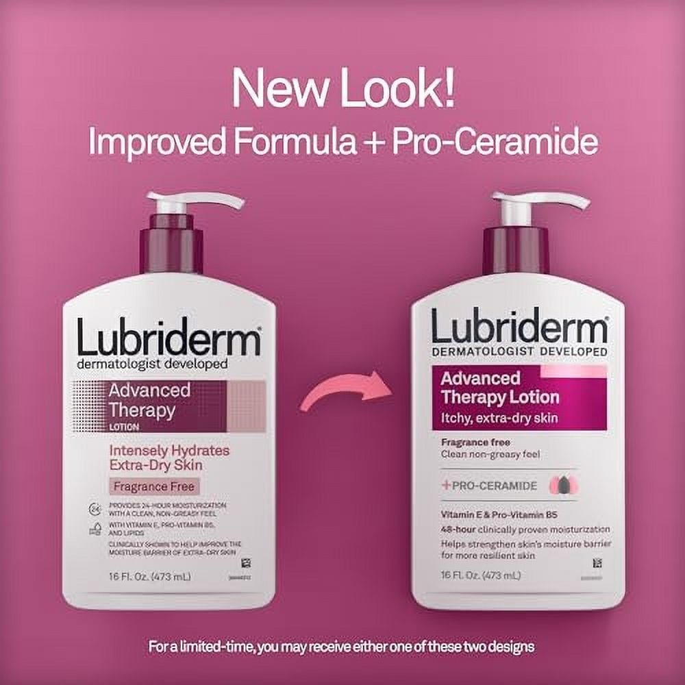 Lubriderm Advanced Therapy Fragrance-Free Moisturizing Lotion with Vitamins E and Pro-Vitamin B5 ...