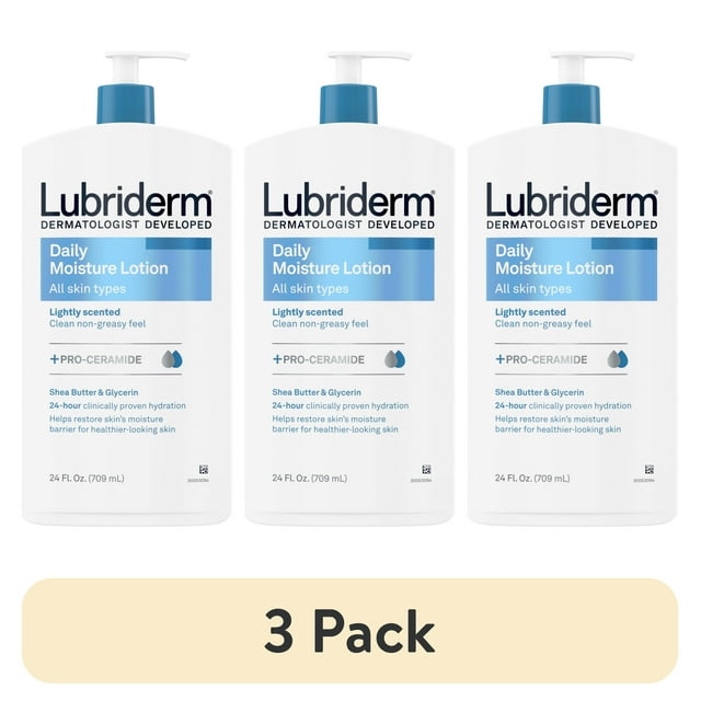 (3 pack) Lubriderm Daily Moisture Body Lotion + Pro-Ceramide, 24 fl, oz ...