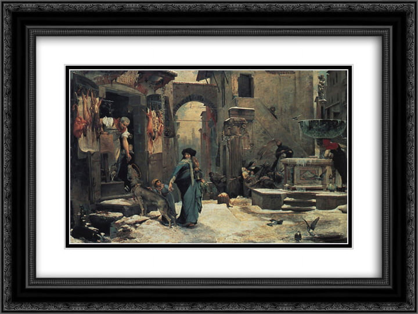 Luc Olivier Merson 2x Matted 24x20 Black Ornate Framed Art Print 'The ...