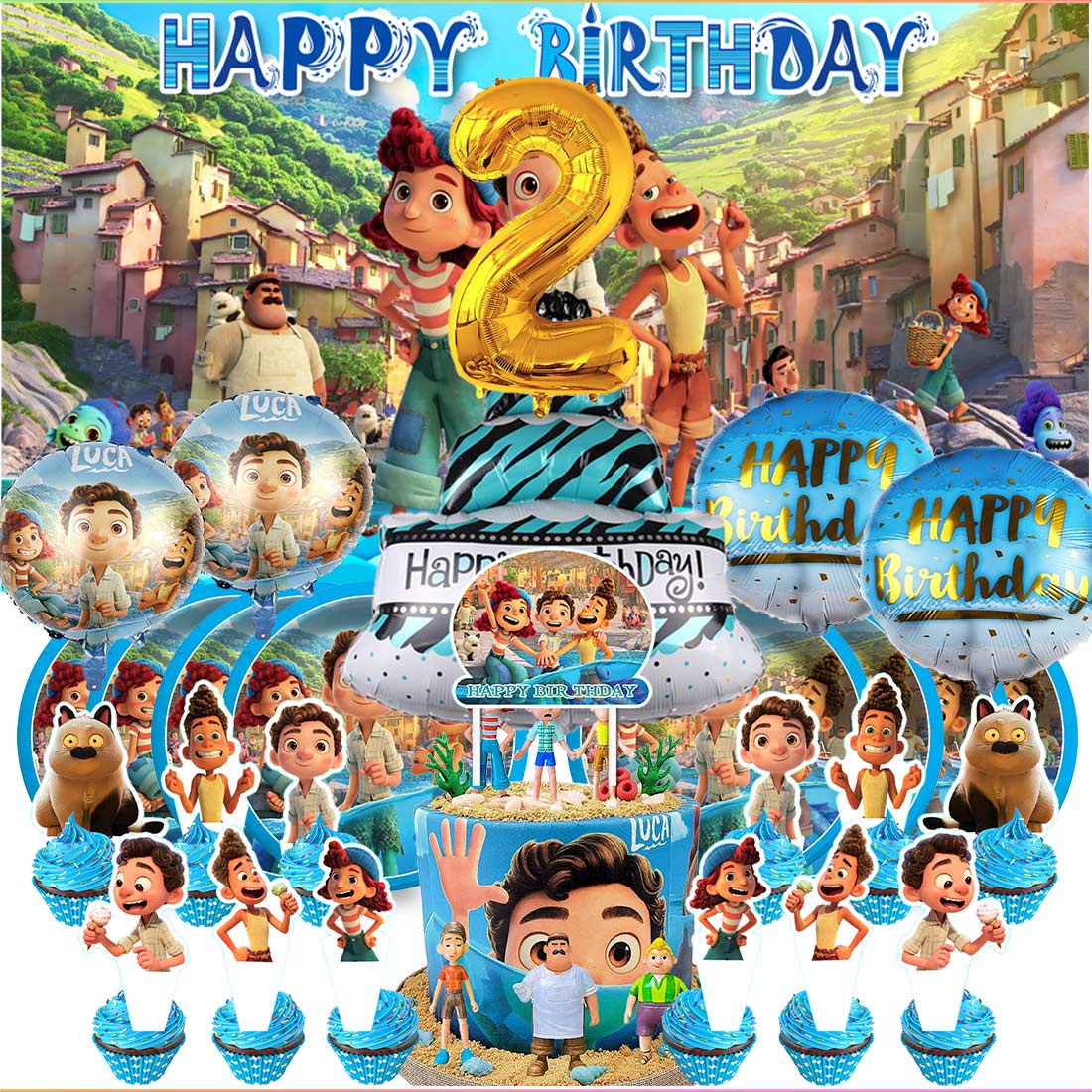 Luca 2nd Tableware Balloons Cake Toppers Backdrop Banner Supplies Party ...