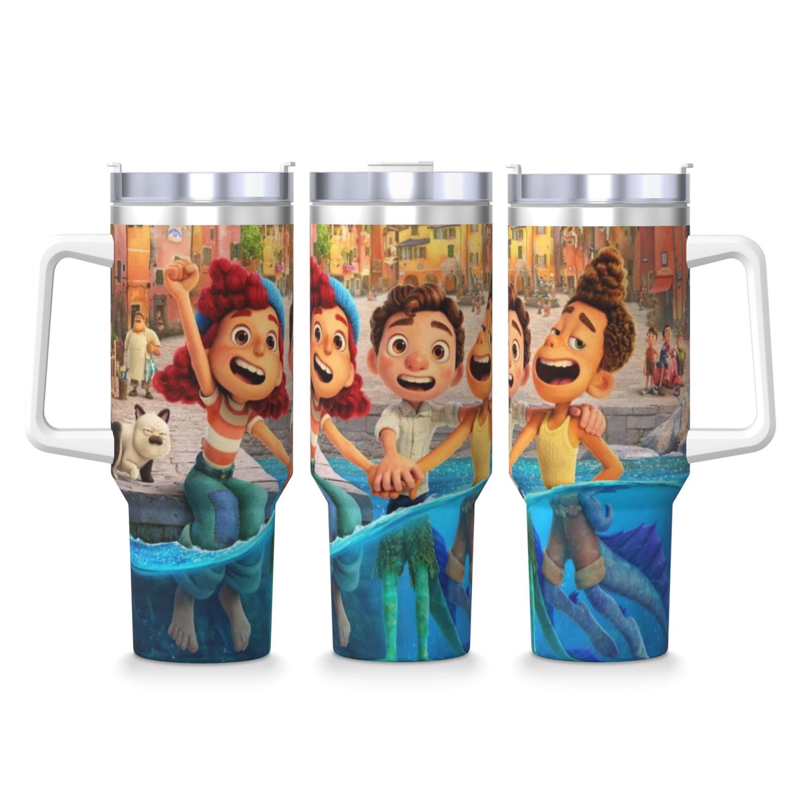 Luca 40 OZ Ice Bully Cup with Handle Straw Lid, Double Wall Stainless ...