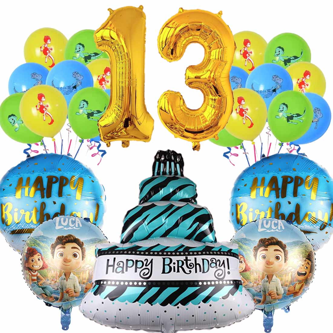 Luca Balloons Party Supplies 13th Big Number Decorations Decor Kit ...