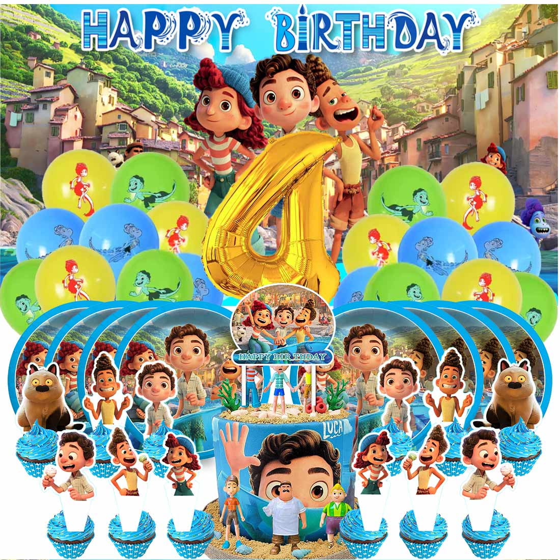 Luca Balloons Party Supplies 4th Decor Tableware Birthday Cake Topper ...
