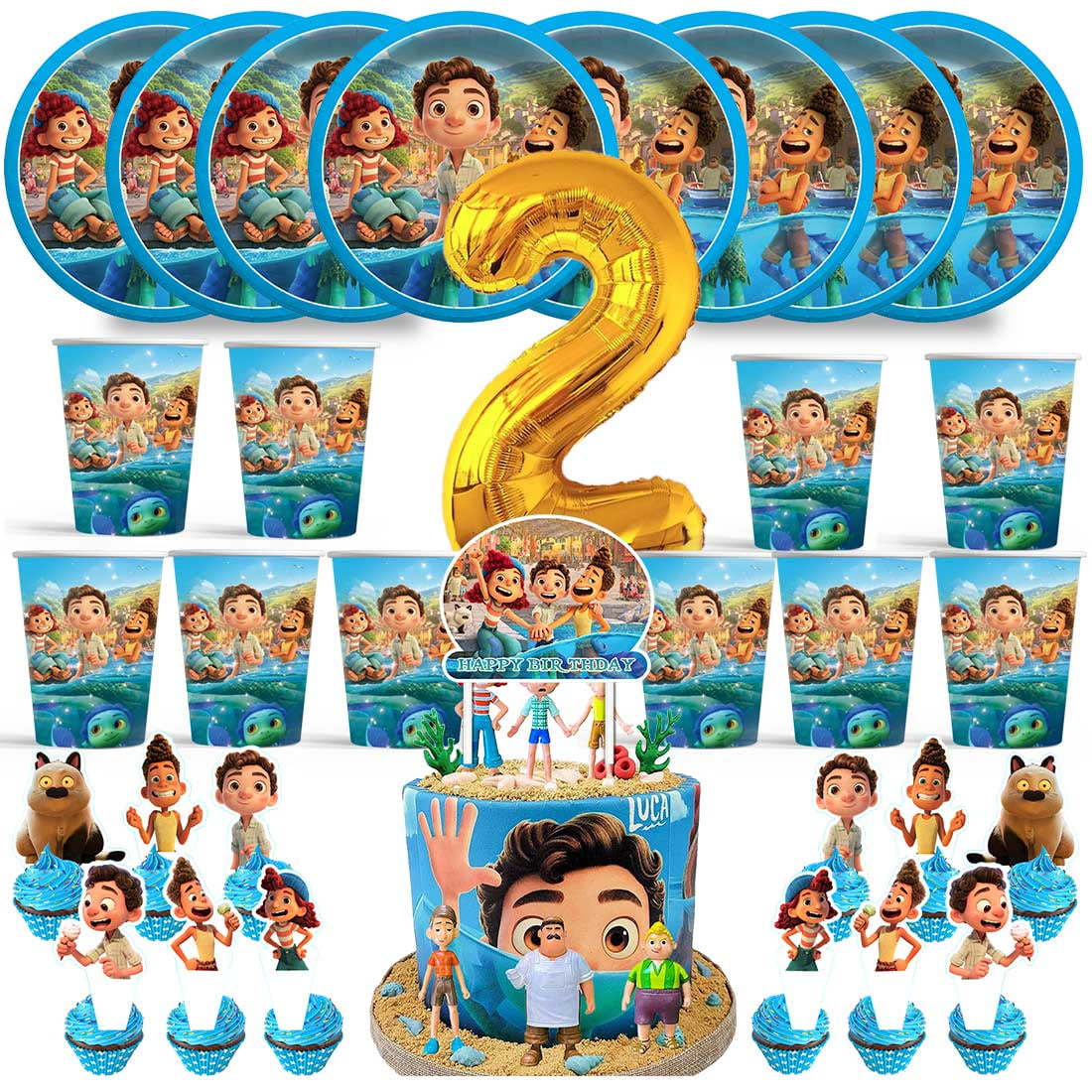 Luca Birthday 2nd Cups Party Supplies Plates Fans Decorations Cake ...