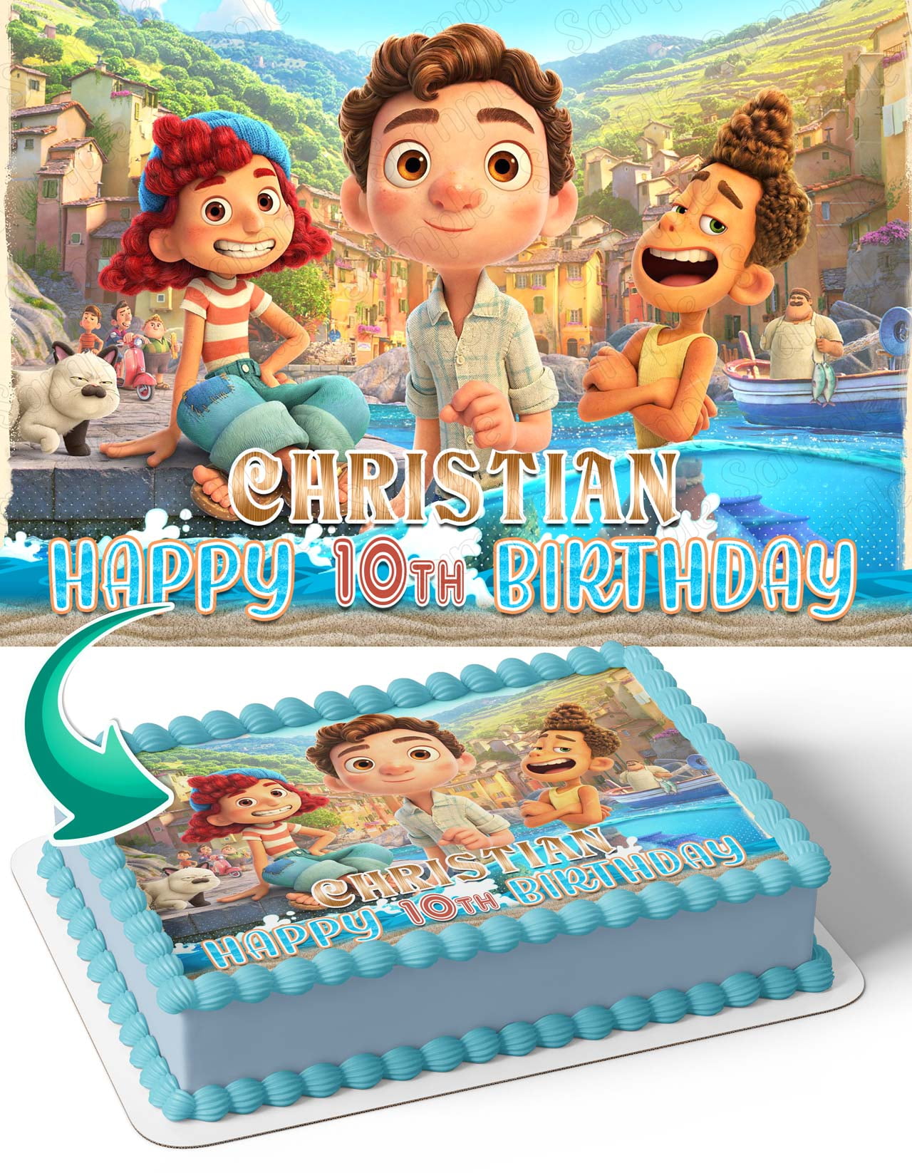 Luca Movie LM Edible Image Cake Topper Personalized Birthday Sheet ...