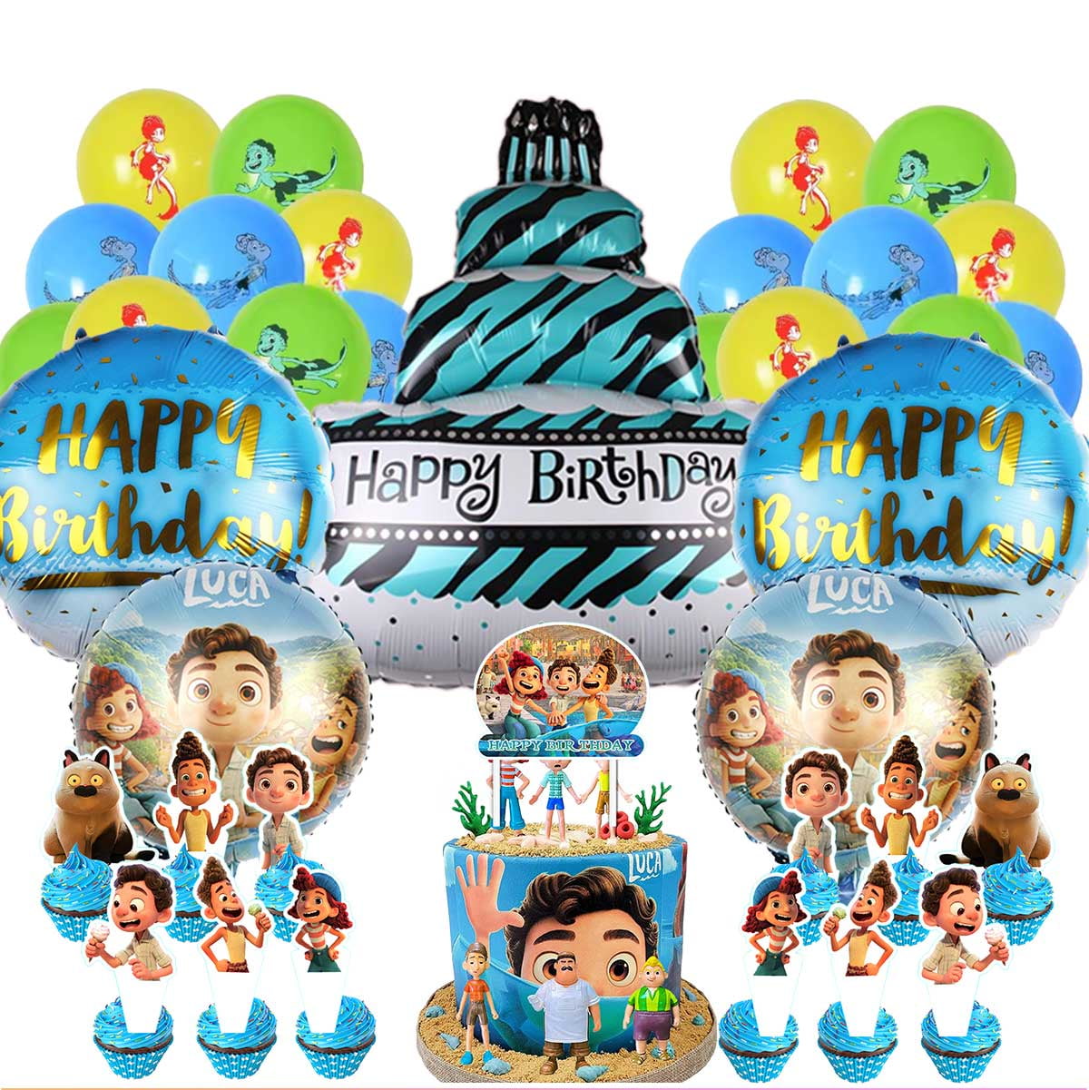 Luca Party Supplies Balloons Cake Topper Birthday Set Decorations Kit ...