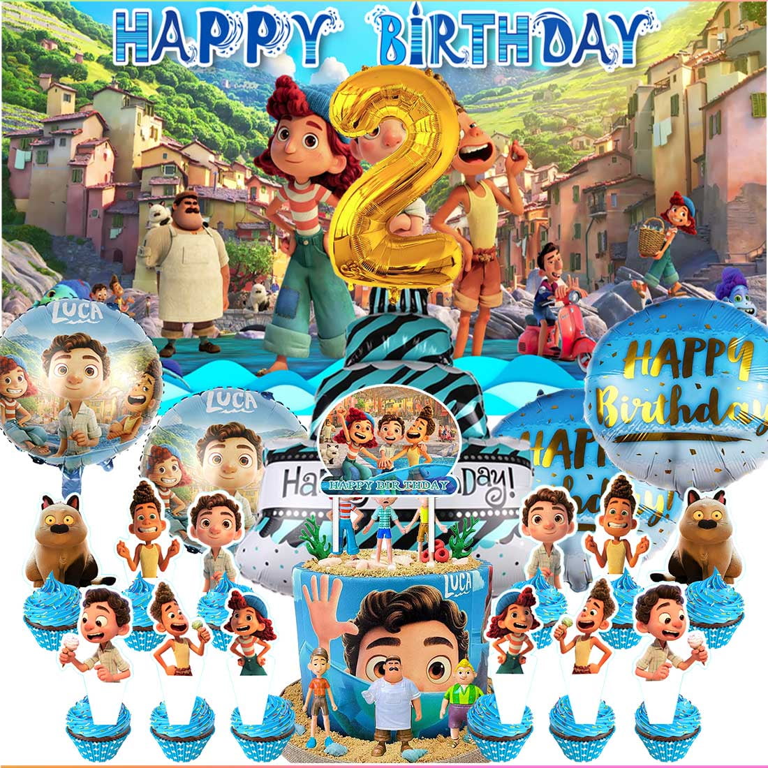 Luca Party Supplies Decor 2nd Kit Balloons Birthday Cake Topper Banner ...