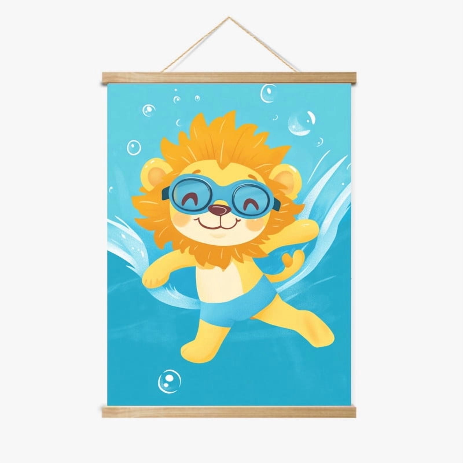 Luca the Splashing Lion Wood Frame Hanger by Dancing Littles Jungle ...