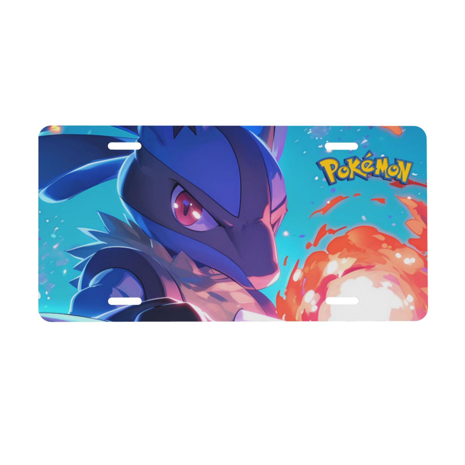 Lucario License Plate, Car Front License Plates With 4 Holes, Metal Car ...
