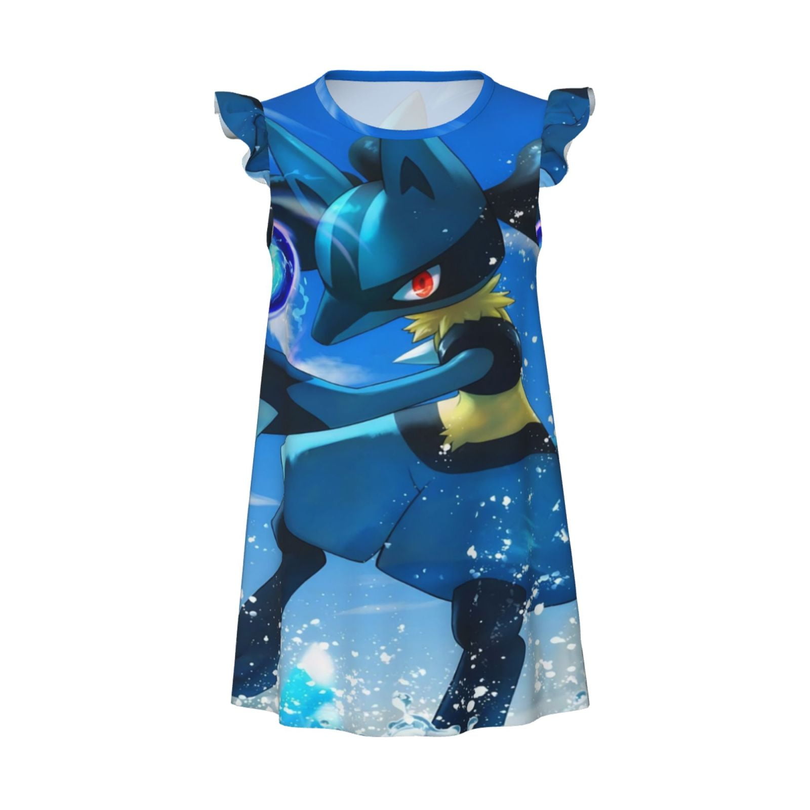 Lucario Little Girls Nightgowns Soft Flutter Sleeve Night Dress Pajamas ...