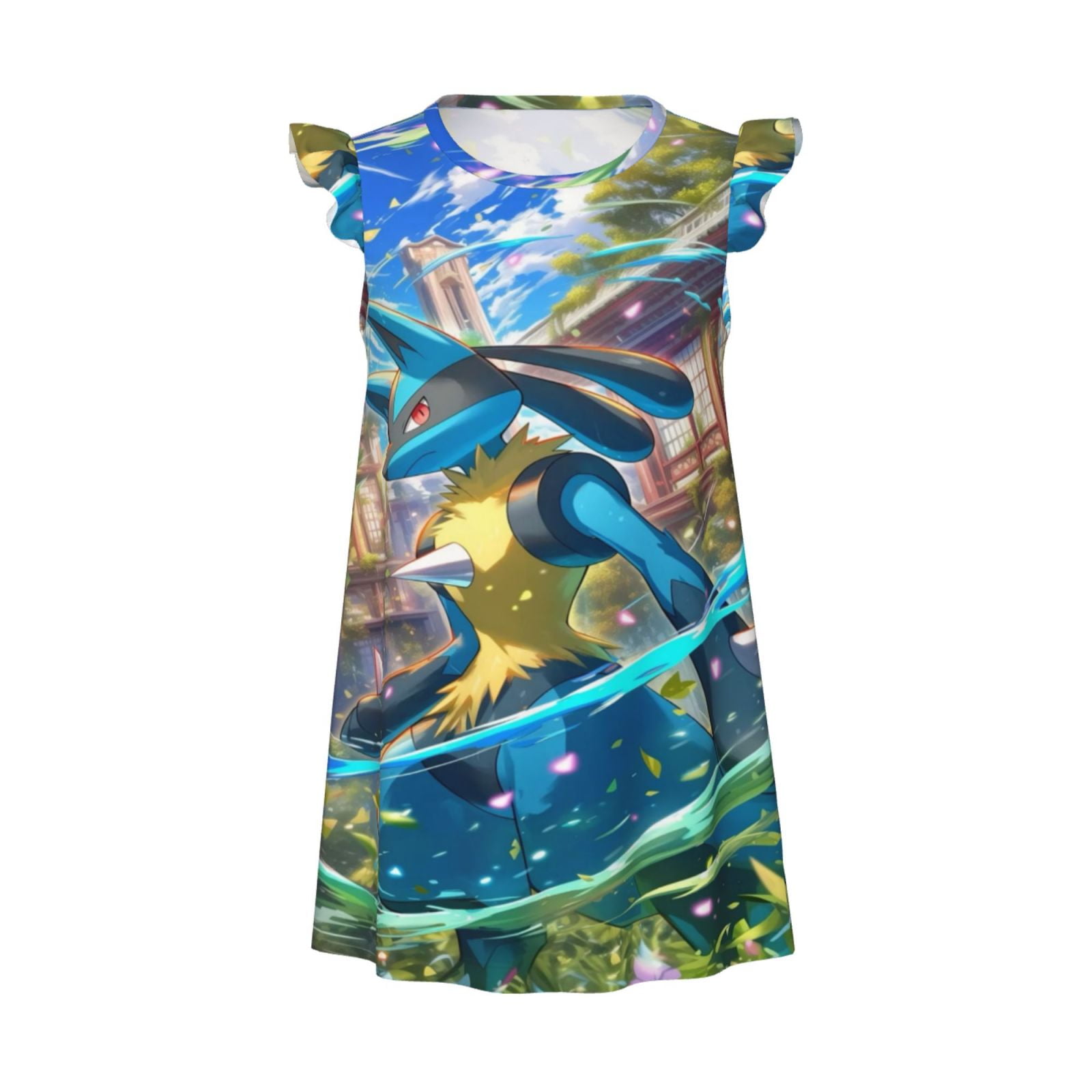 Lucario Little Girls Nightgowns Soft Flutter Sleeve Night Dress Pajamas ...