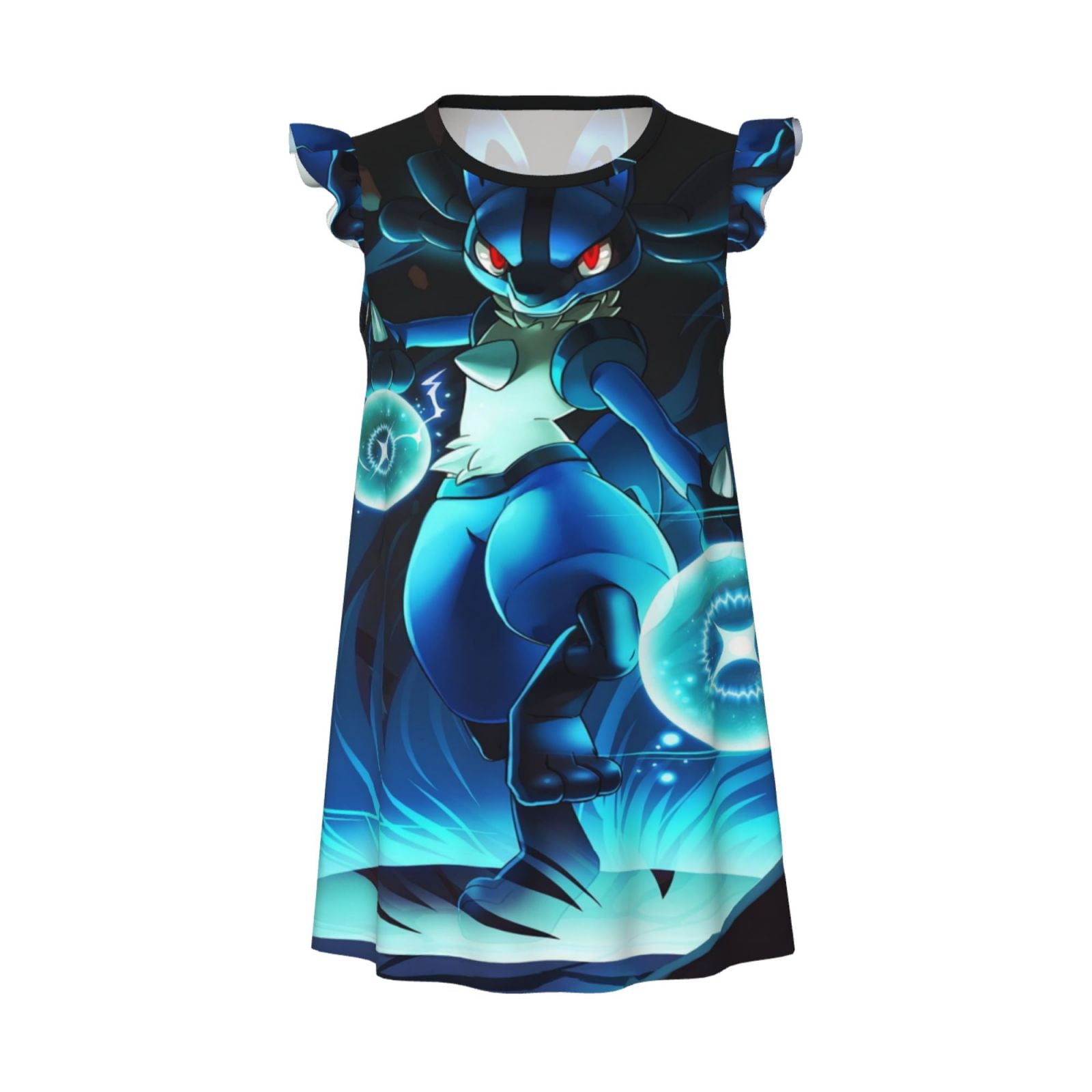 Lucario Little Girls Nightgowns Soft Flutter Sleeve Night Dress Pajamas ...