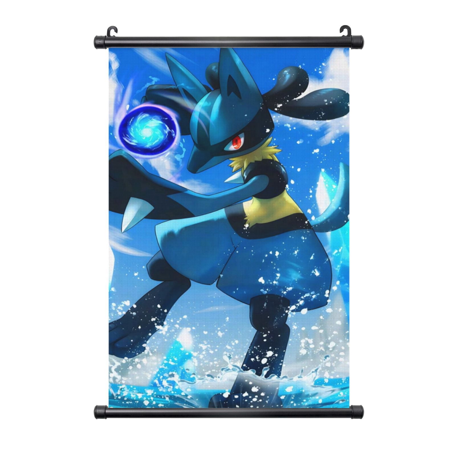 Lucario Poster Aesthetic Canvas PVC Shaft Wall Art Hanging Hanger Frame Poster for Kids Room ...