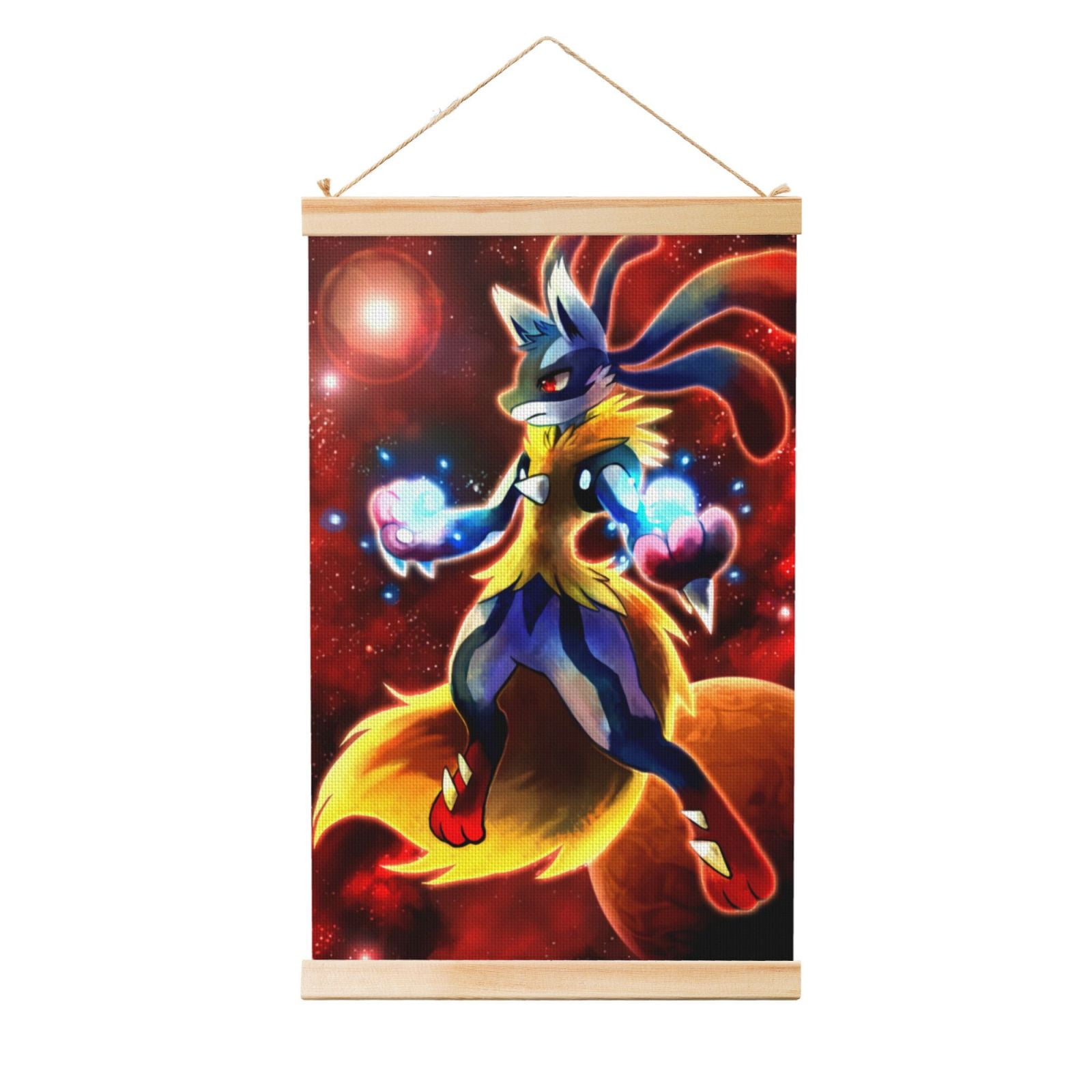 Lucario Poster Aesthetic Canvas Wooden Shaft Wall Art Hanging Hanger Frame Poster for Kids Room ...