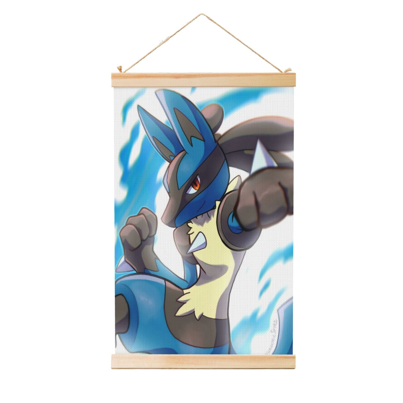Lucario Poster Aesthetic Canvas Wooden Shaft Wall Art Hanging Hanger Frame Poster for Kids Room ...