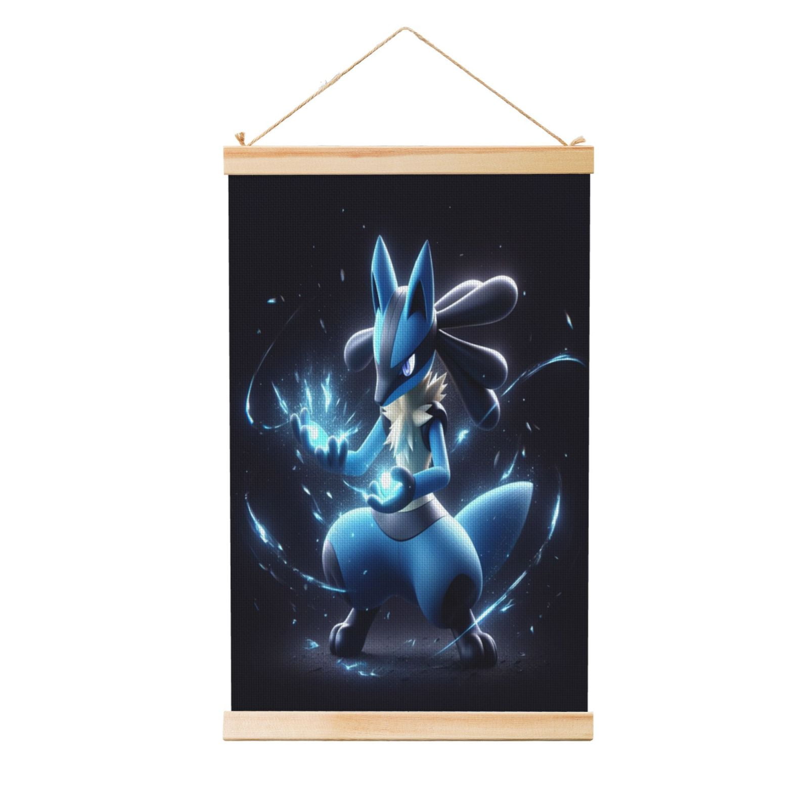 Lucario Poster Aesthetic Canvas Wooden Shaft Wall Art Hanging Hanger Frame Poster for Kids Room ...