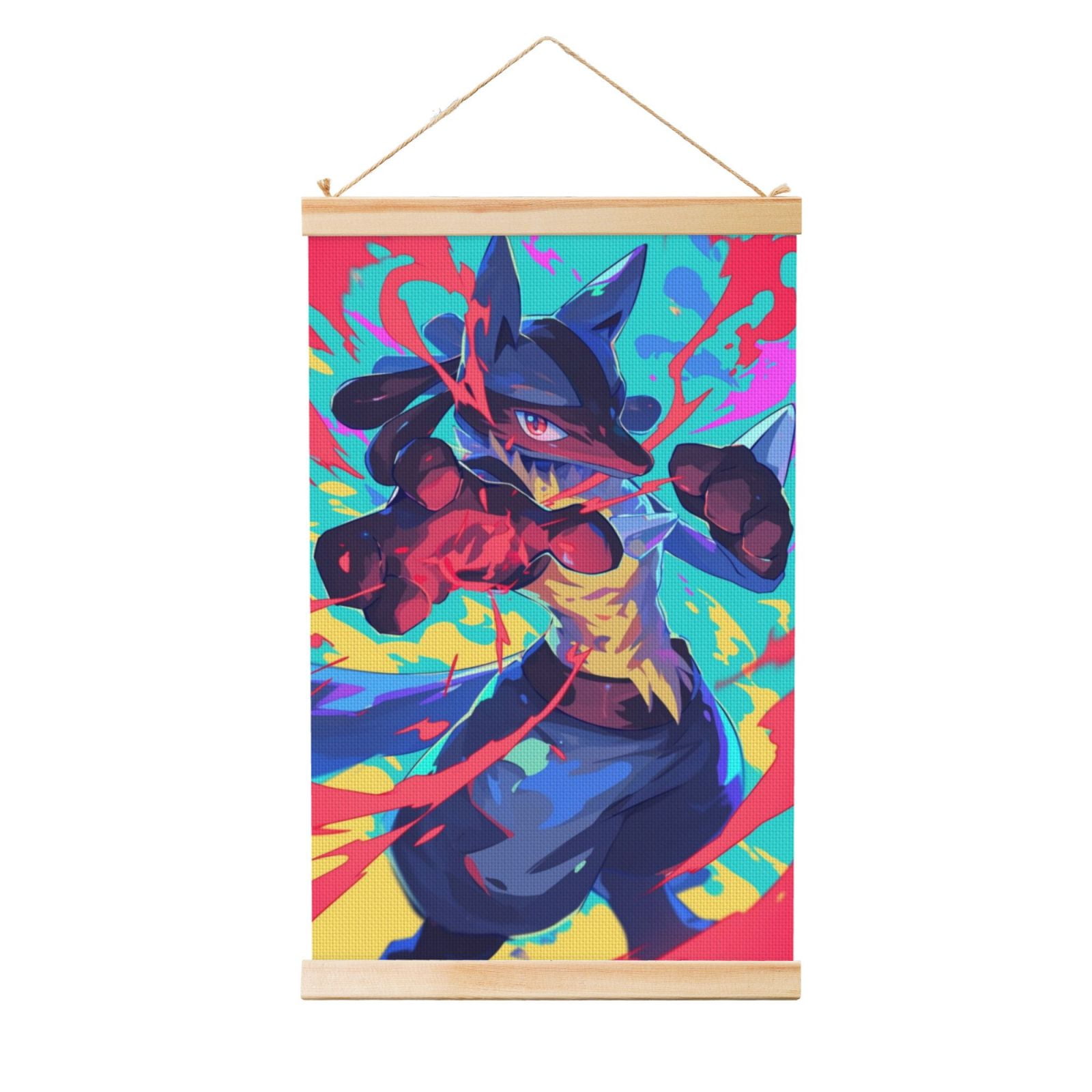 Lucario Poster Aesthetic Canvas Wooden Shaft Wall Art Hanging Hanger Frame Poster for Kids Room ...