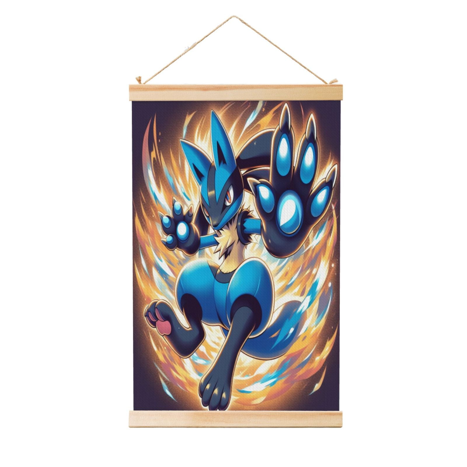 Lucario Poster Aesthetic Canvas Wooden Shaft Wall Art Hanging Hanger Frame Poster for Kids Room ...
