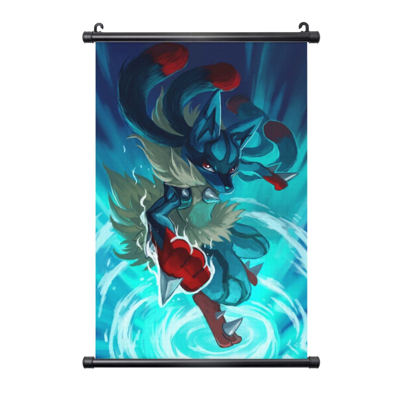 Lucario Poster Plastic Shaft Wall Hanging Banner Painting Canvas Artwork Wall Art Scroll Hanger ...