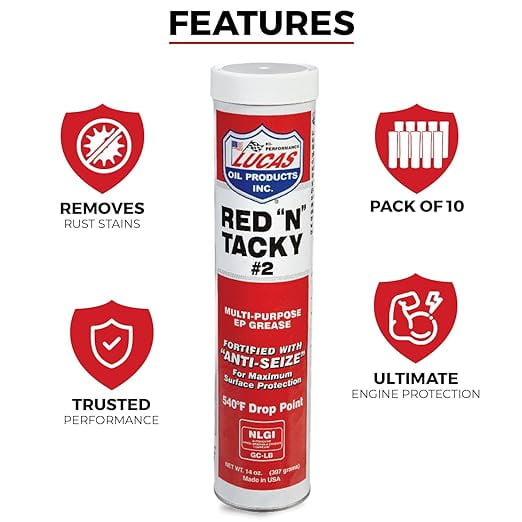 Lucas Oil Lucas Oil 10005-60 Red"N" Tacky Grease, 14-1/2 Ounce ...