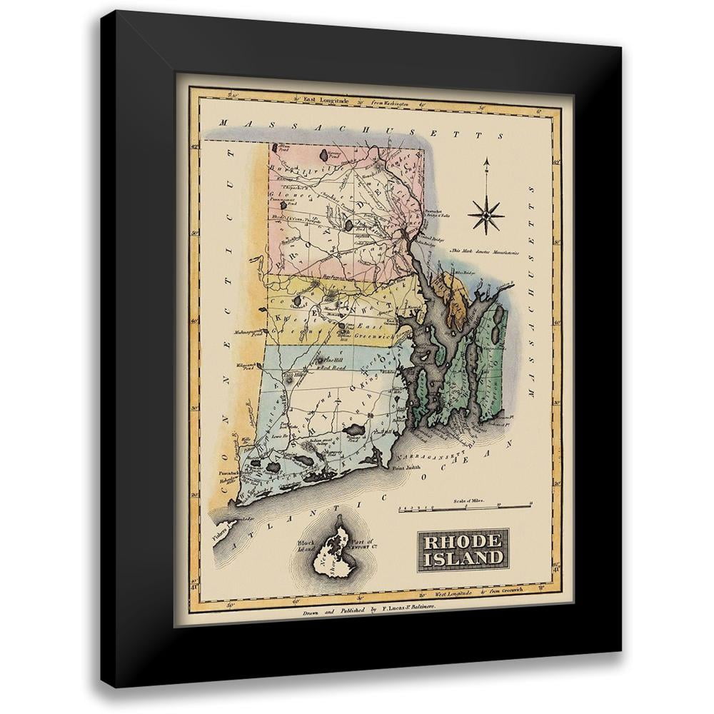 Lucas 15x18 Black Modern Framed Museum Art Print Titled - Rhode Island - Lucas 1823 - Walmart.com