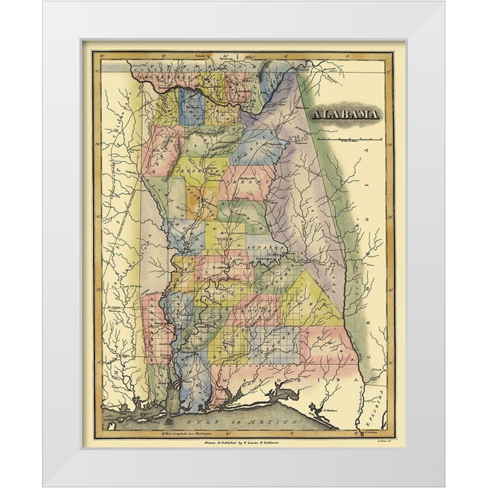 Lucas 15x18 White Modern Wood Framed Museum Art Print Titled - Alabama ...