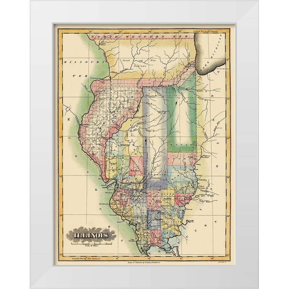 Lucas 19x24 White Modern Wood Framed Museum Art Print Titled - Illinois ...