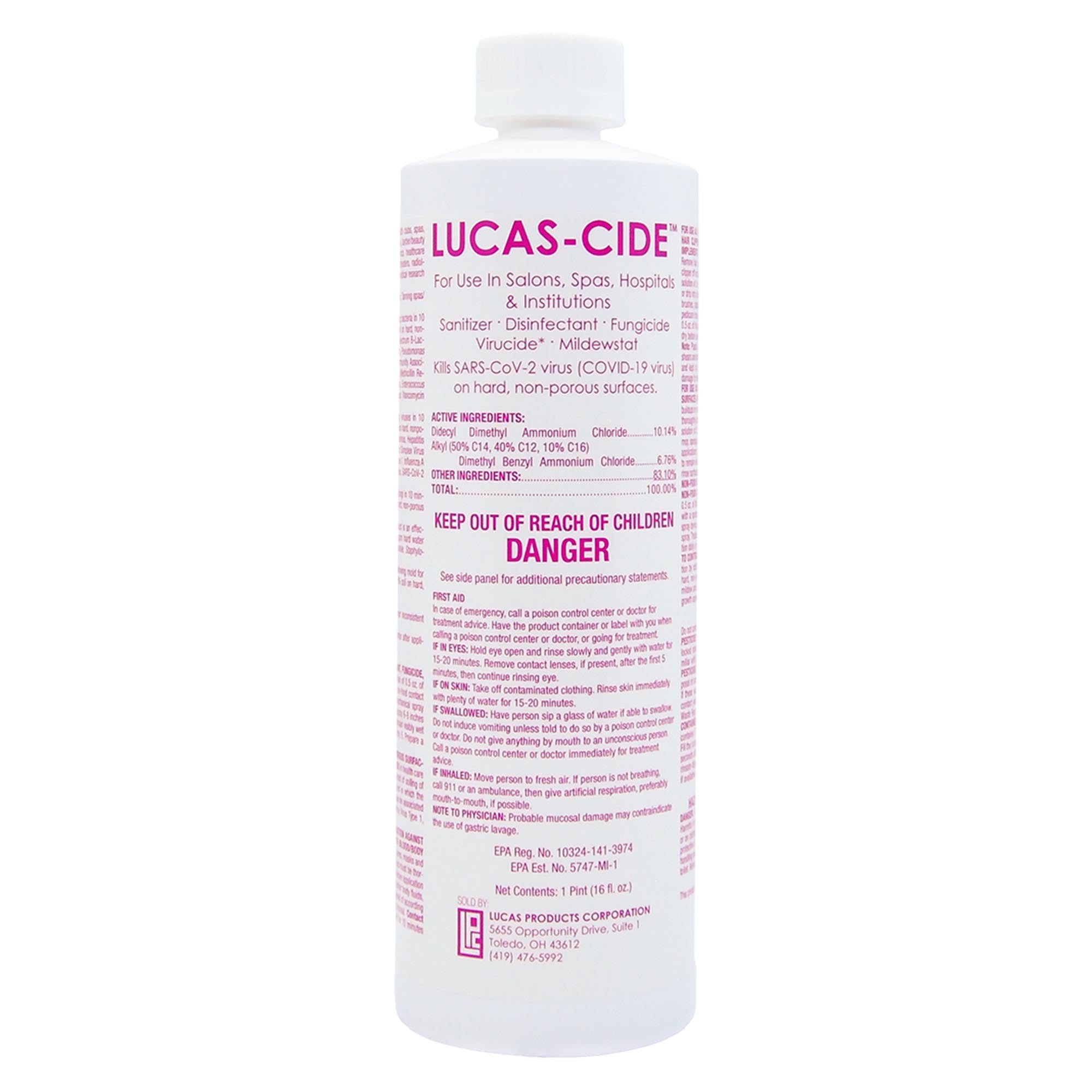 Lucas-Cide Salon and Spa Disinfectant, 16 oz Pink - Antibacterial ...