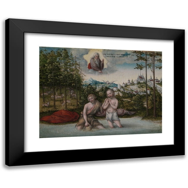 Lucas Cranach the Elder 14x11 Black Modern Framed Museum Art Print Titled - The Baptism of ...