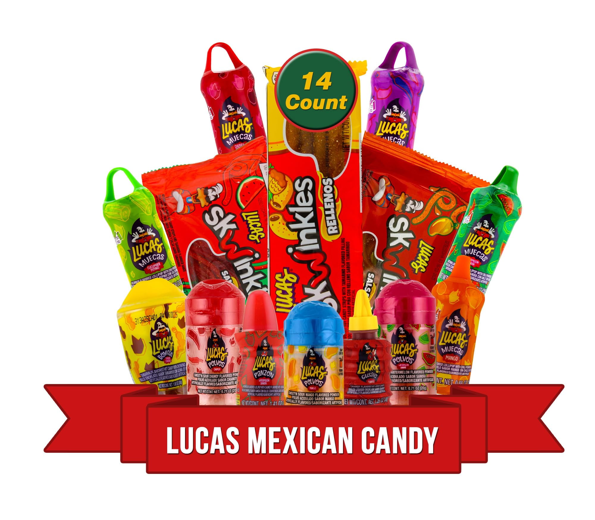 Lucas Mexican Candy Mix CM31 (14 Count) Variety of Sour, Sweet, Spicy ...