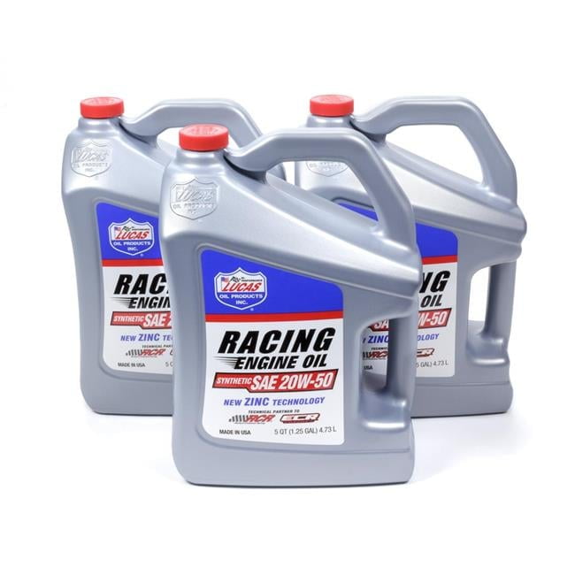 Lucas Oil 10616-3 ZDDP 20W50 Synthetic Racing Motor Oil - 5 qt. - Case ...