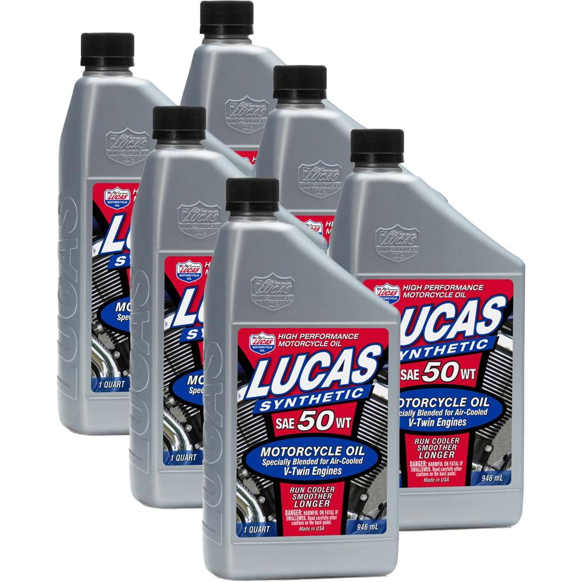 Lucas Oil Full Synthetic Motorcycle Engine Oil, SAE 50W V-twin, 1 Quart ...
